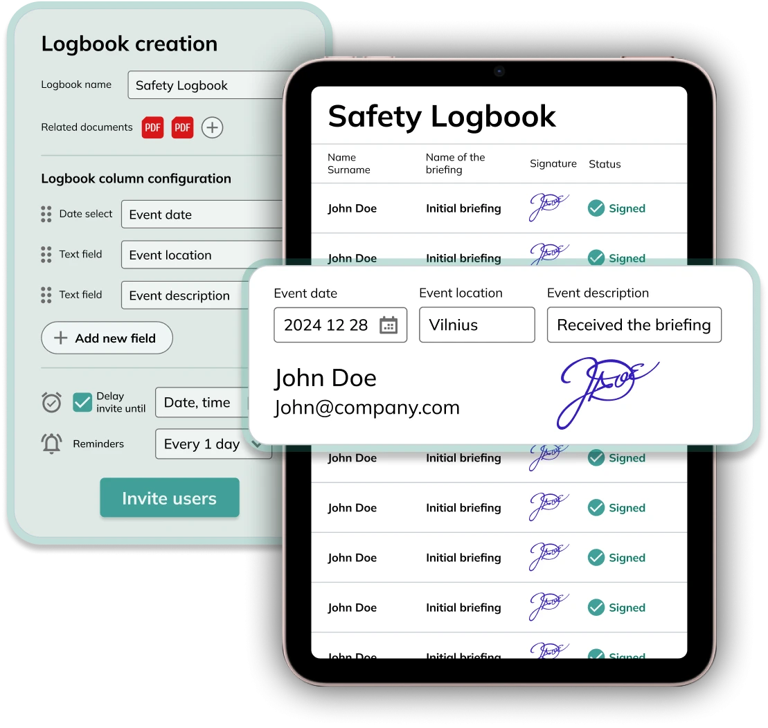 Create Electronic Logbooks & Registers | ZebraSign